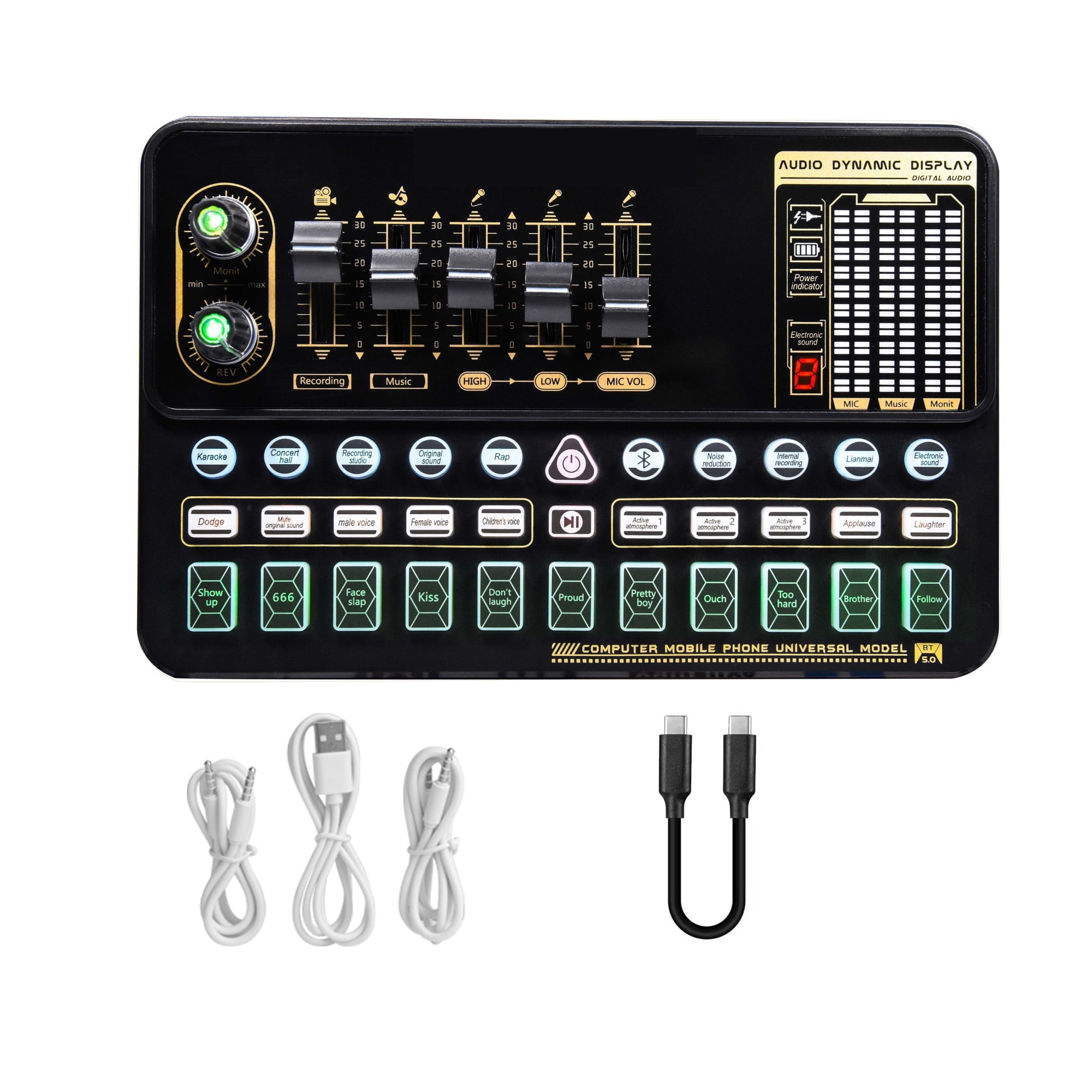 Condenser Microphone Bundle Sound Card Kit With Adjustable Mic ...