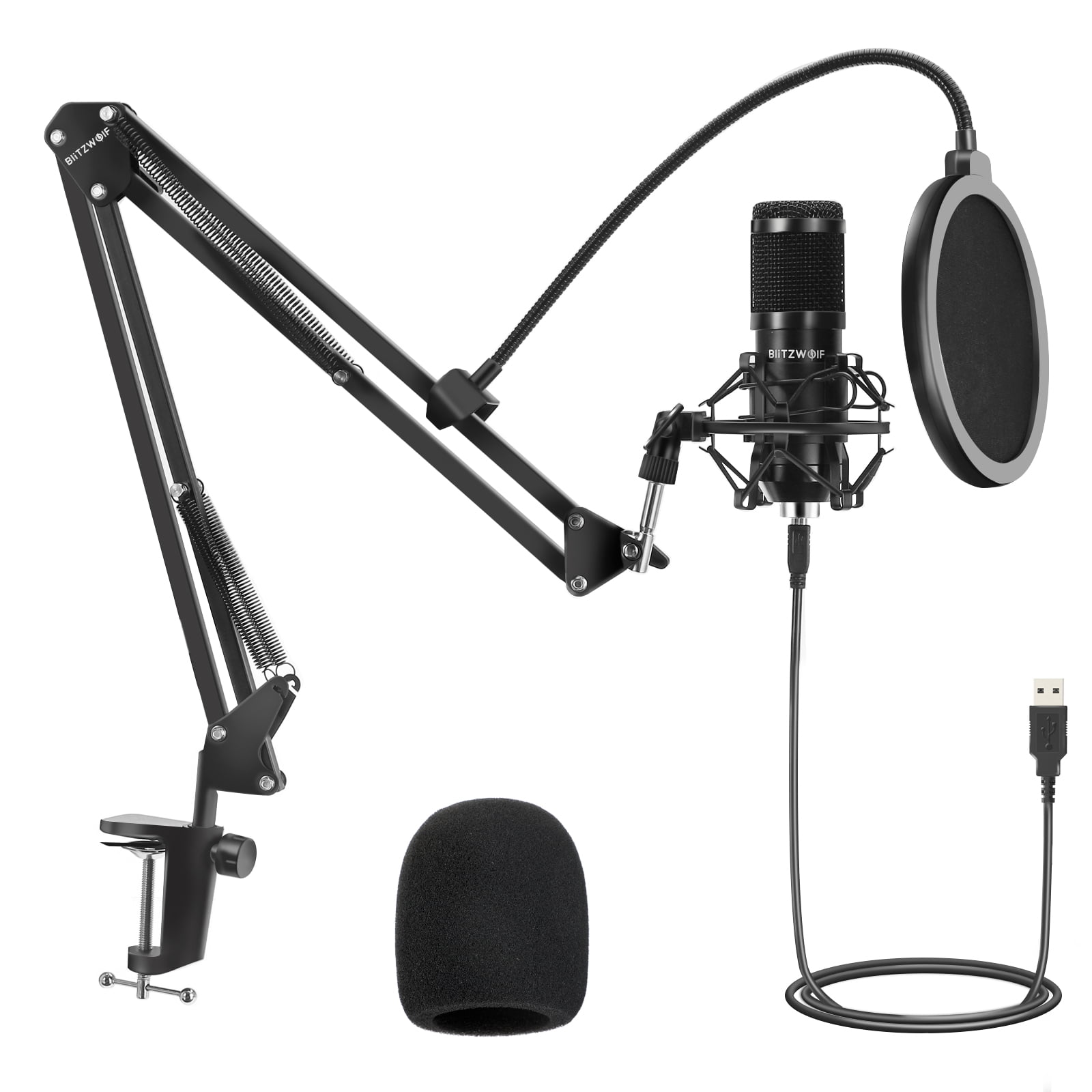 Professional USB Condenser Microphone Kit with Adjustable Stand, Shock ...