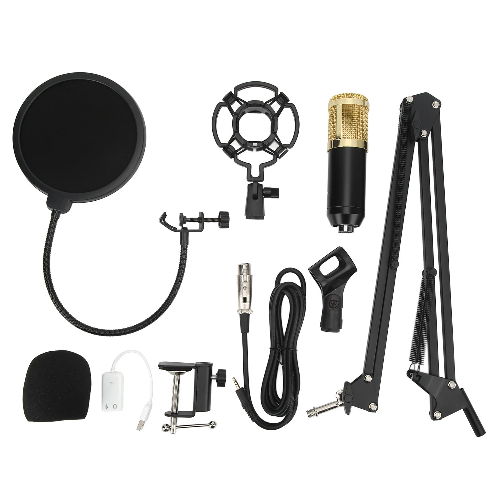 Condenser Microphone Sound Card Set Professional Studio Mic Kit with ...