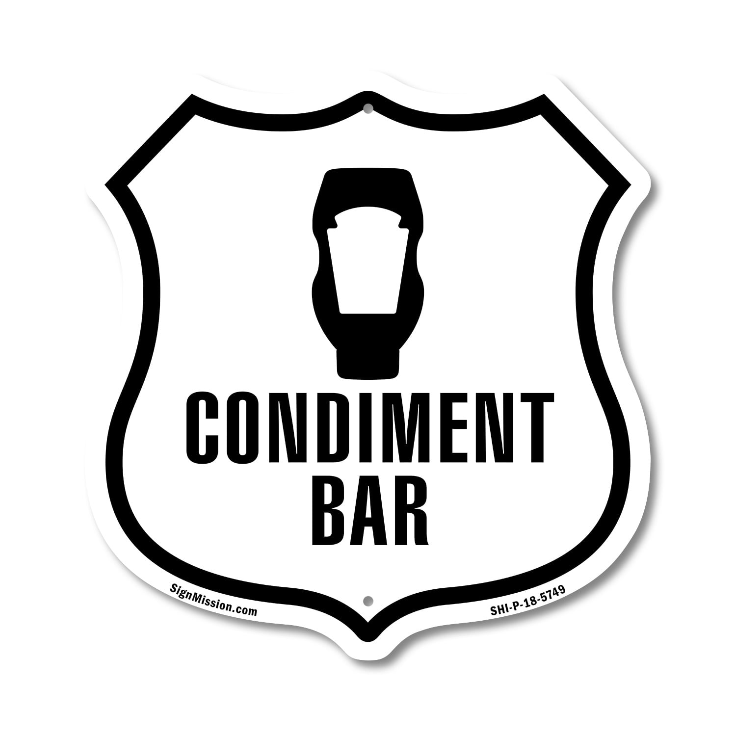 Condiment Bar 12 inch X 12 inch Shield Shaped Commercial Grade Plastic ...