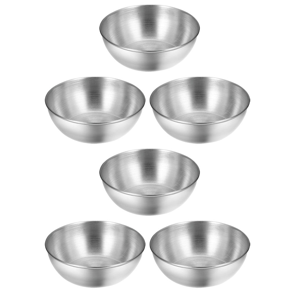 Condiment Boxes Stainless Steel Round Dish Soy Sauce 6-piece Set Pinch ...