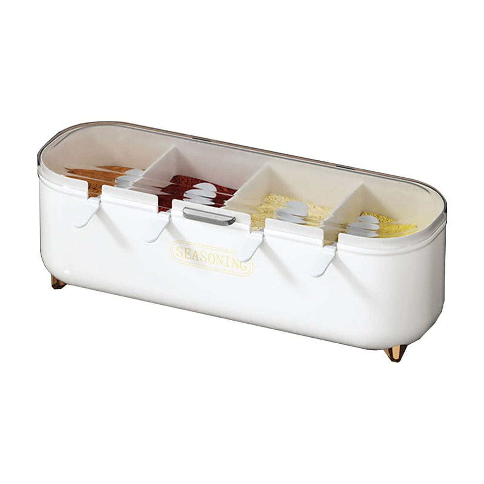 Mouliraty Condiment Container 4-Compartment Seasoning Jar Storage ...