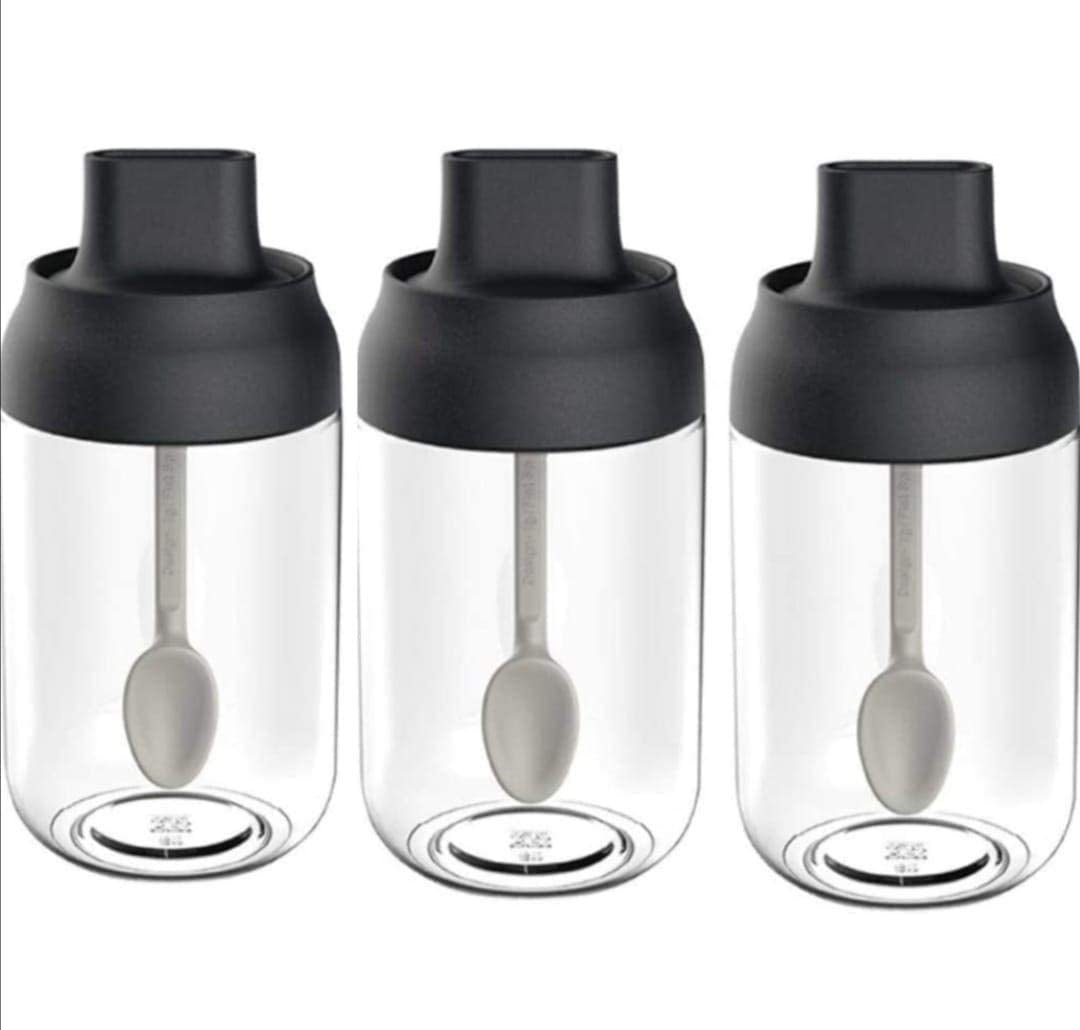 Condiment Container Canister Seasoning Box Set of 3 Spice Jars Salt ...