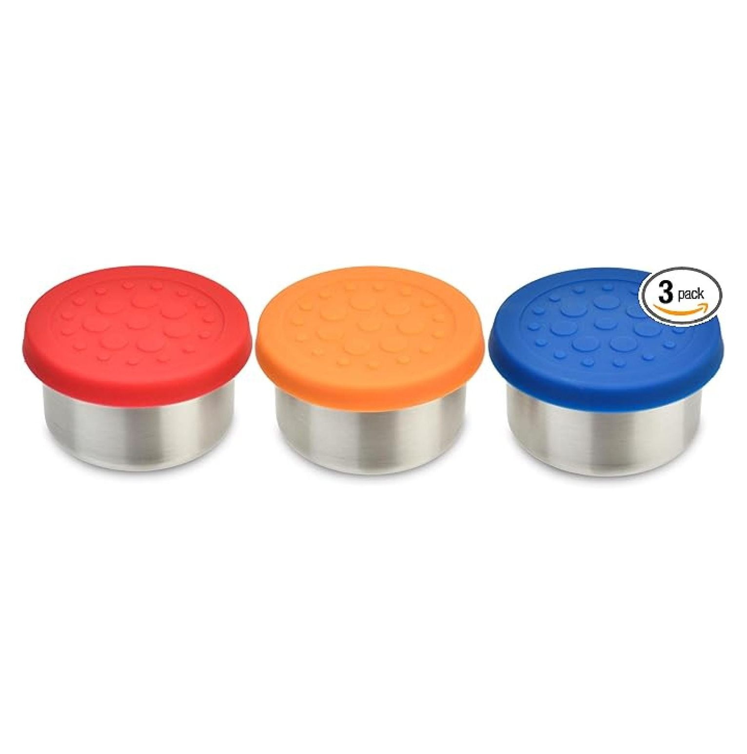 Condiment Containers Set of 3 - Stainless Steel Dip Cups with Lids - 1 ...