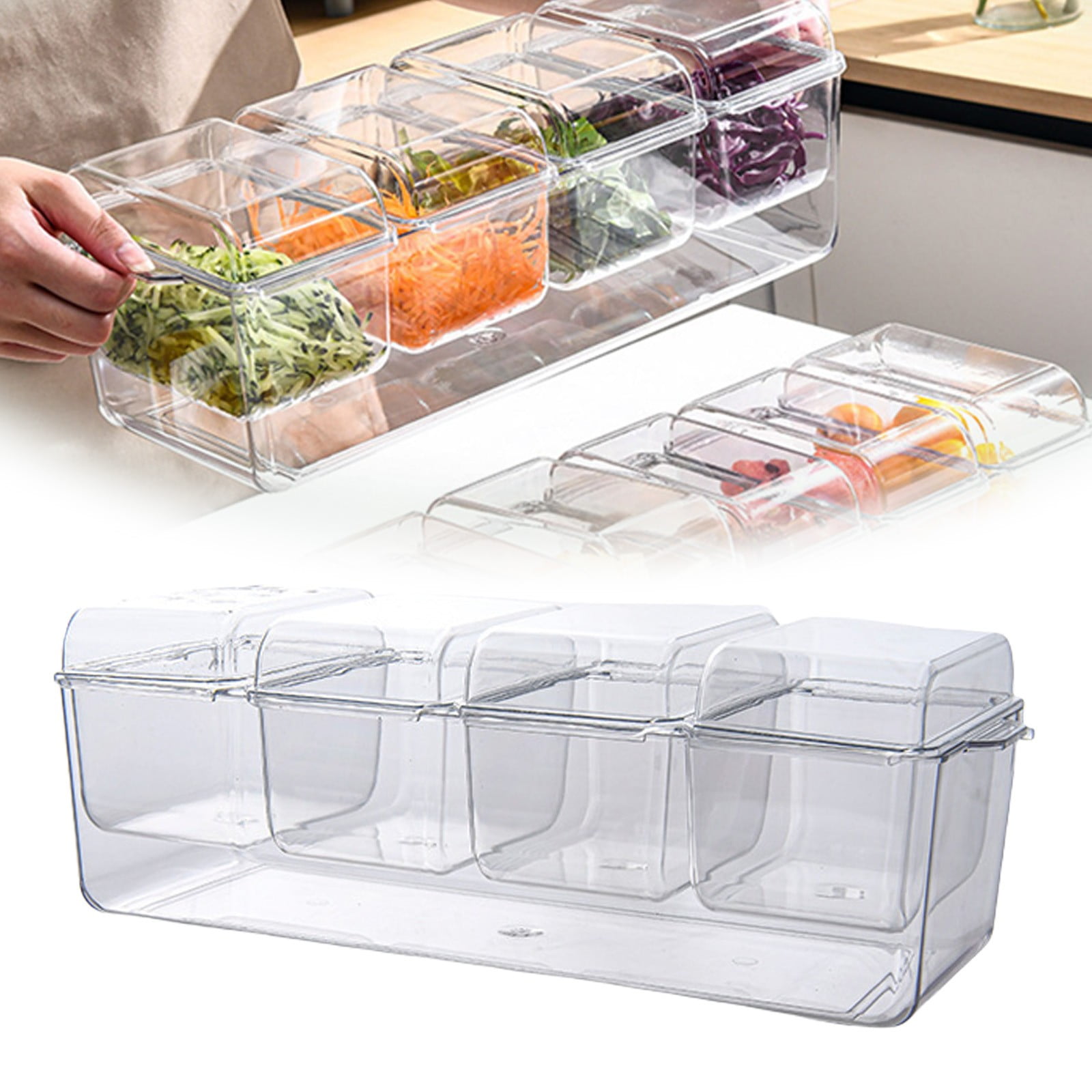 Condiment Cooler Set with 4 Containers, Individual Serving Spoons with ...