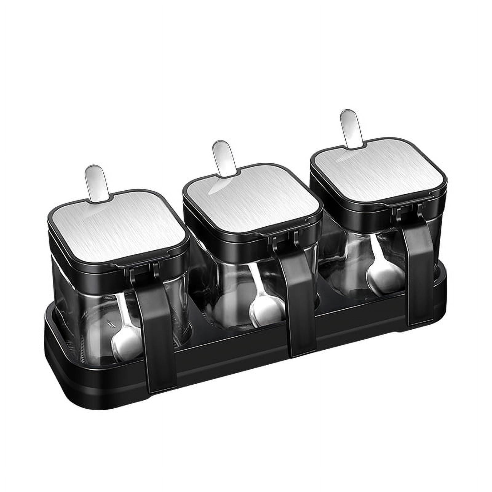 Condiment Jar Spice Container with 304 Stainless Steel Lids & Plastic ...