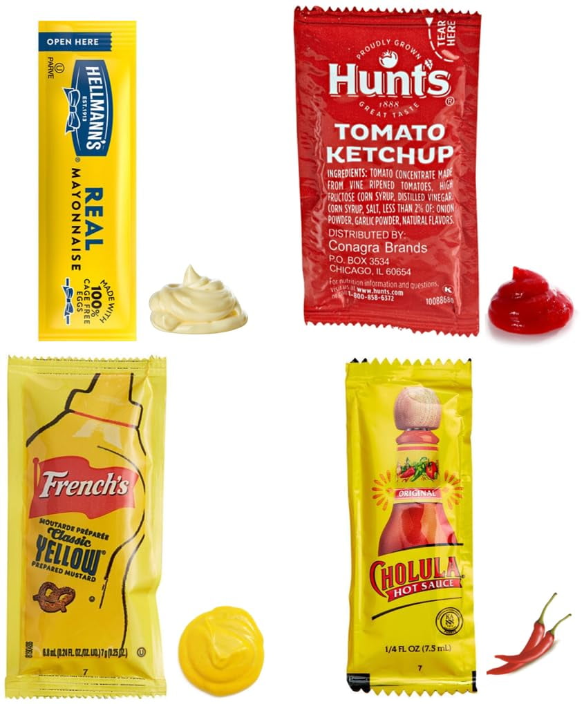Condiment Packets Variety Pack - 25 of Each: Ketchup, Mustard, Mayo ...