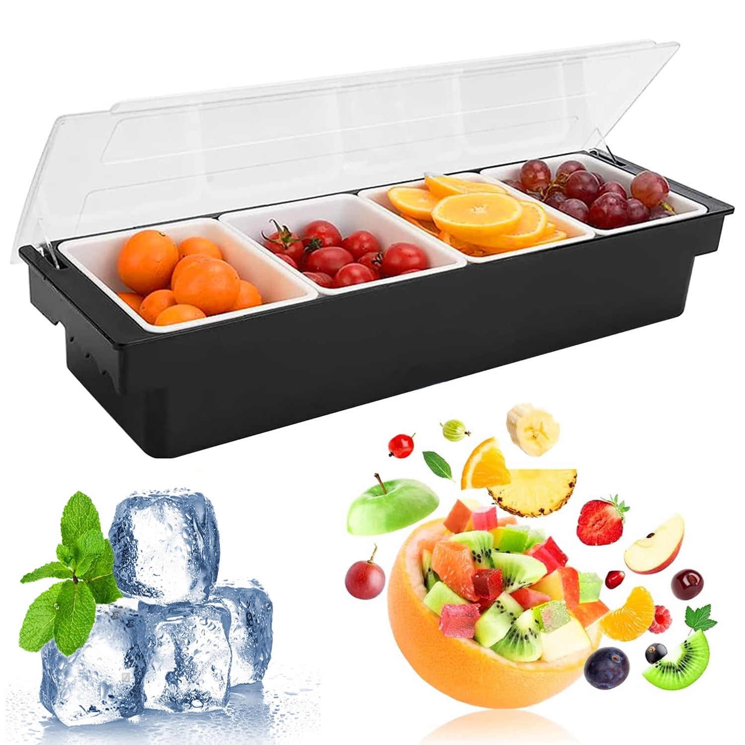 Condiment Server, Condiment Caddy with Lid, Dispenser Tray Plastic ...