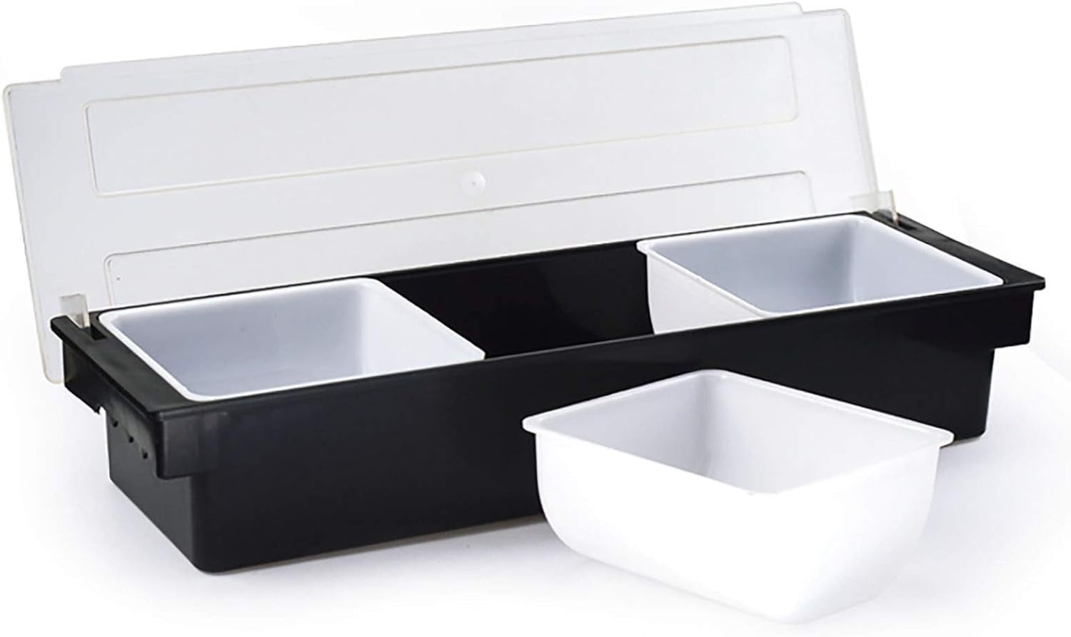 Condiment Server Tray, Bar Fruit Caddy with Lid and 3 Removable ...