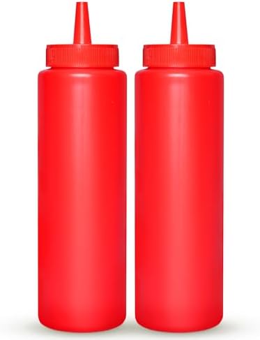 Condiment Squeeze Bottles, RED 8 OZ Empty Squirt Bottle with Wide Neck ...
