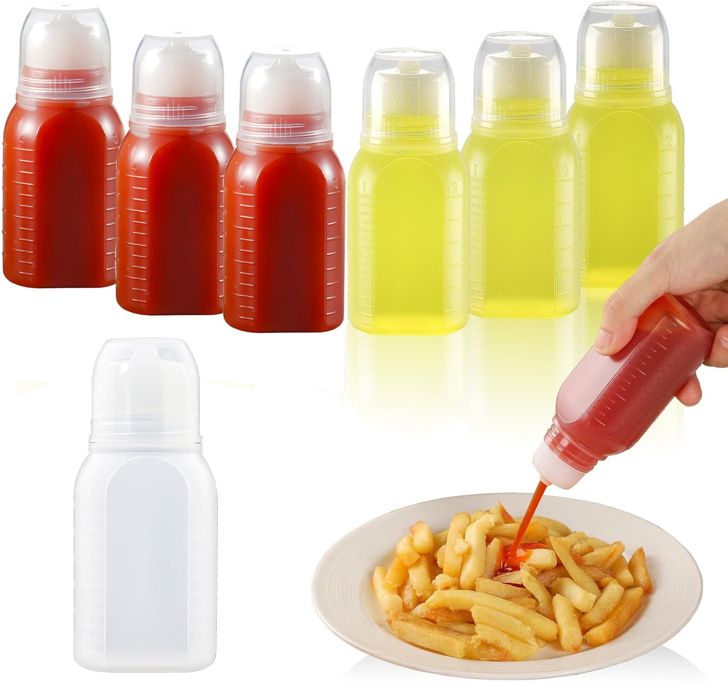 Condiment Squeeze Bottles with Screw Cap,Happon Salad Dressing ...