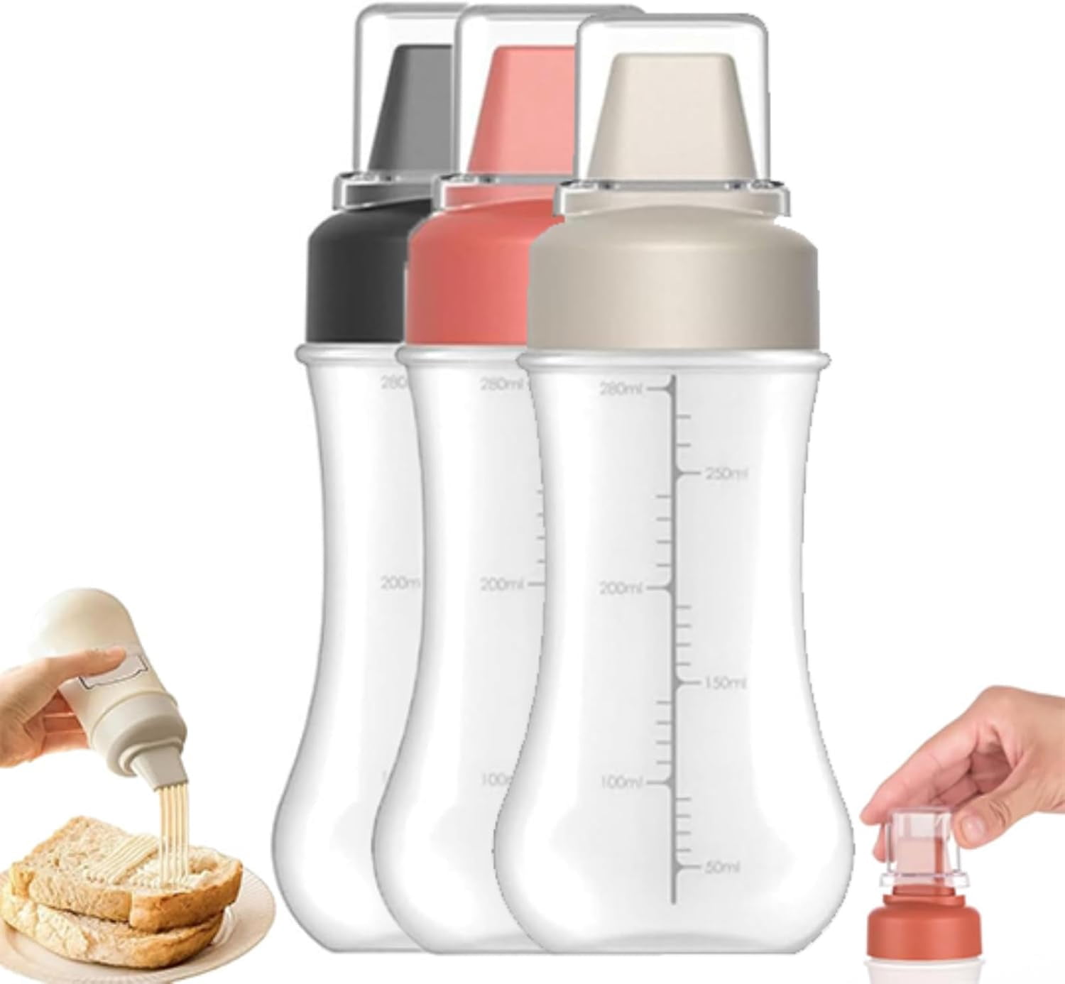 Condiment Squeeze Spray Bottle, 350ml 5-Holes Squeeze Condiment ...