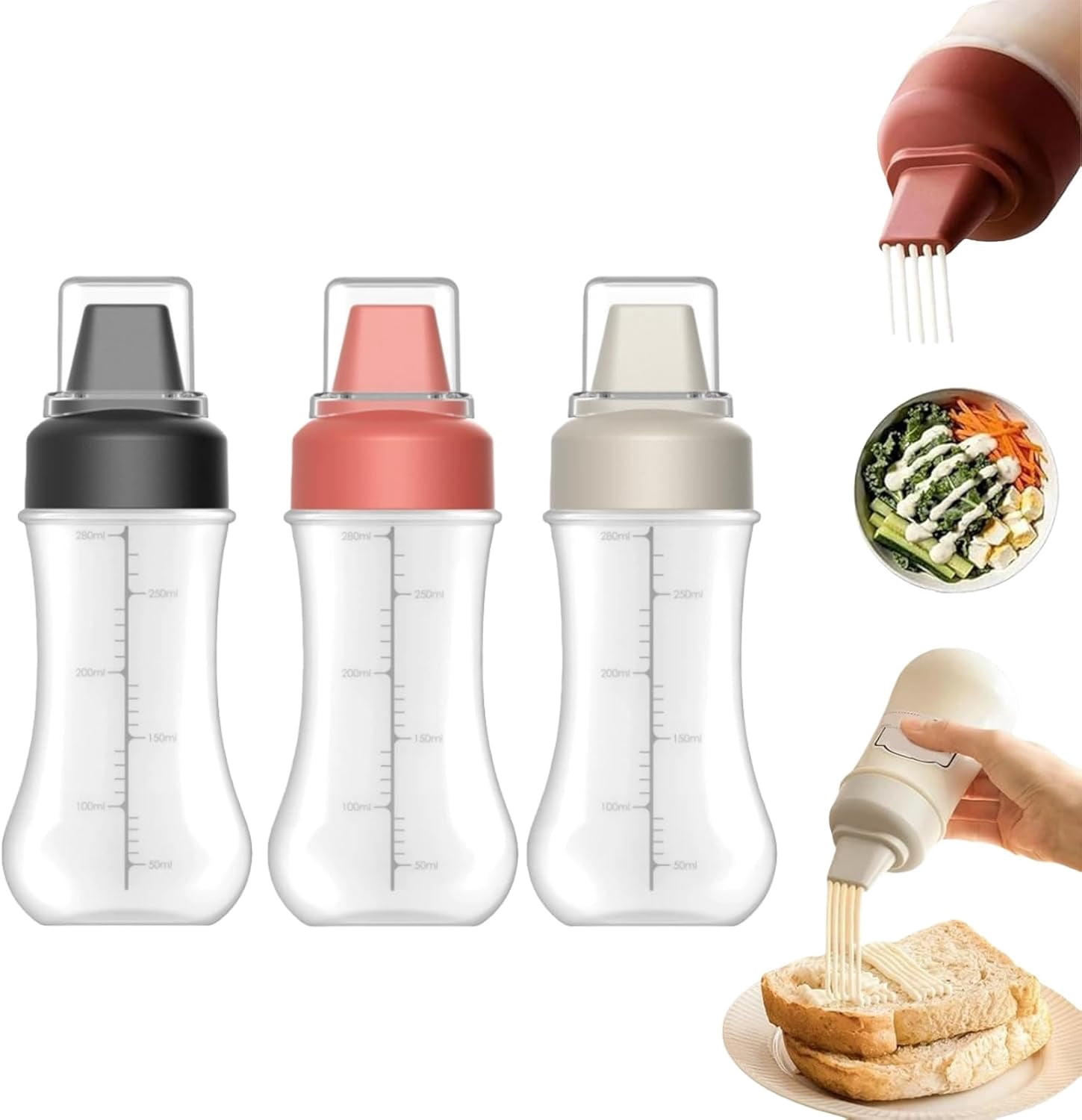 Condiment Squeeze Spray Bottle, 5 Hole Mayonnaise Dispenser Sauce ...