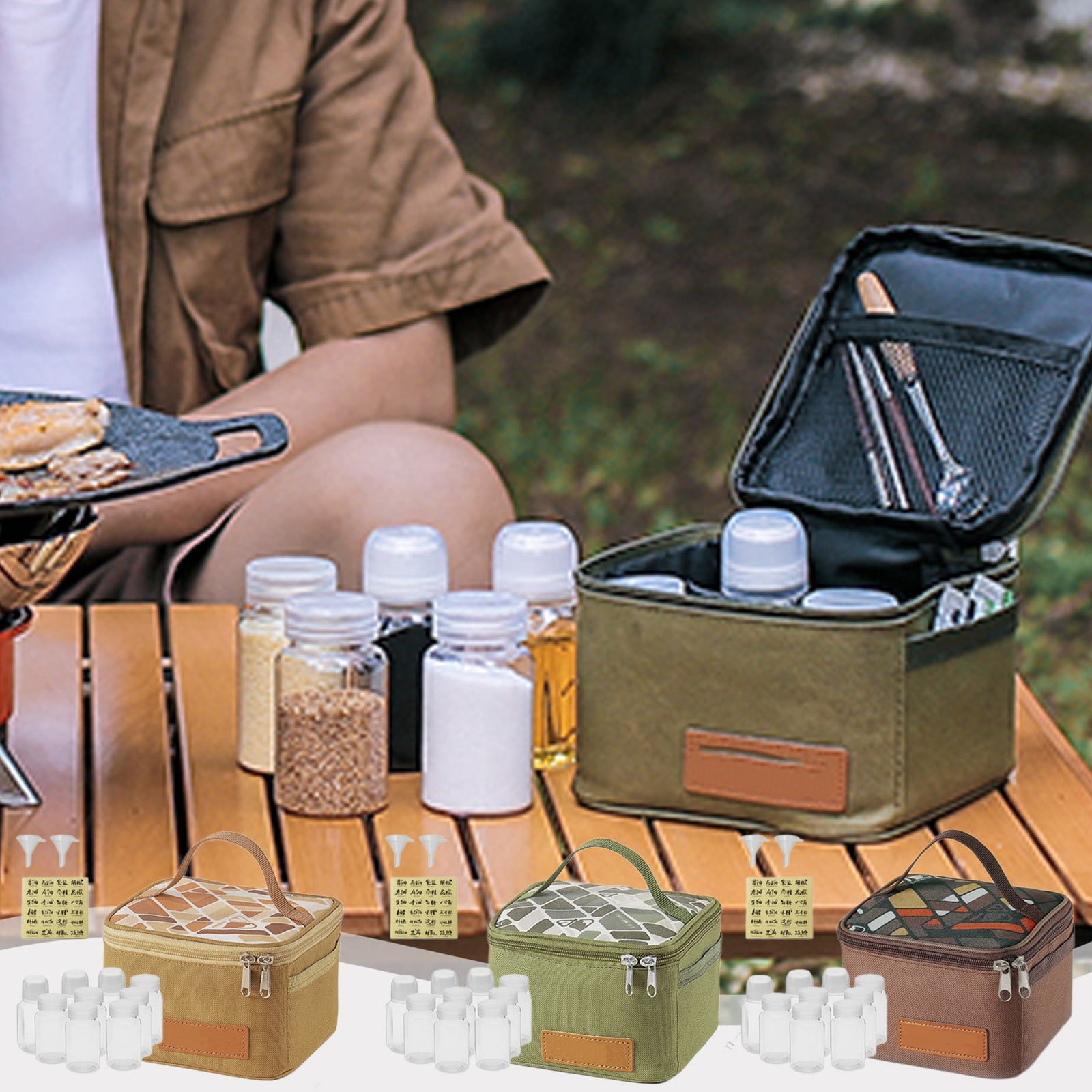 Condiment Storage Kit, 9-Piece Set, Portable Stainless Steel Bottles ...