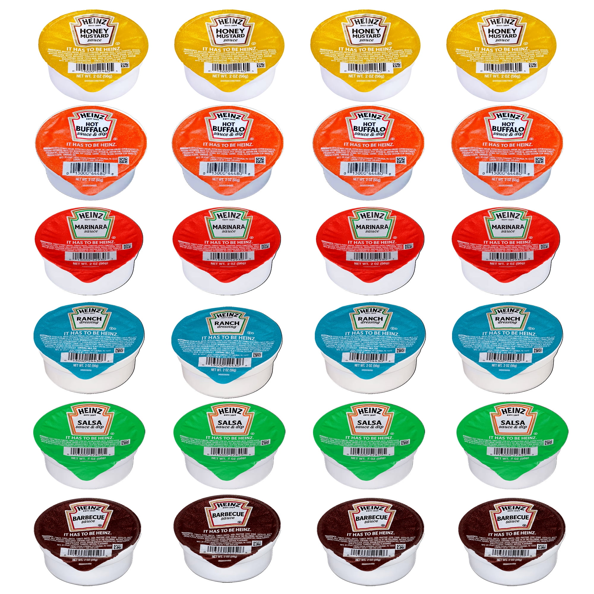 Condiments Dip Cups Variety 24 Pack- Includes 4 Each of 6 Different ...