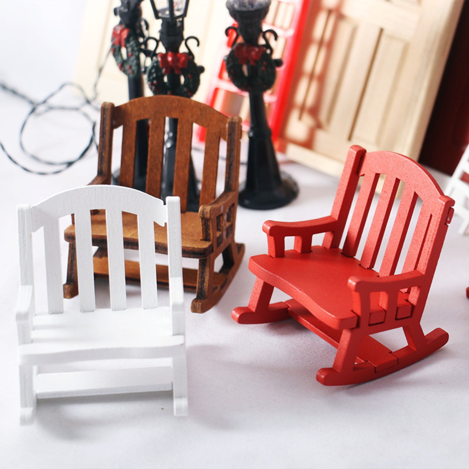 Conditiclusy Mini Rocking Chair Retro Creative 1/12 Ratio Dollhouse ...