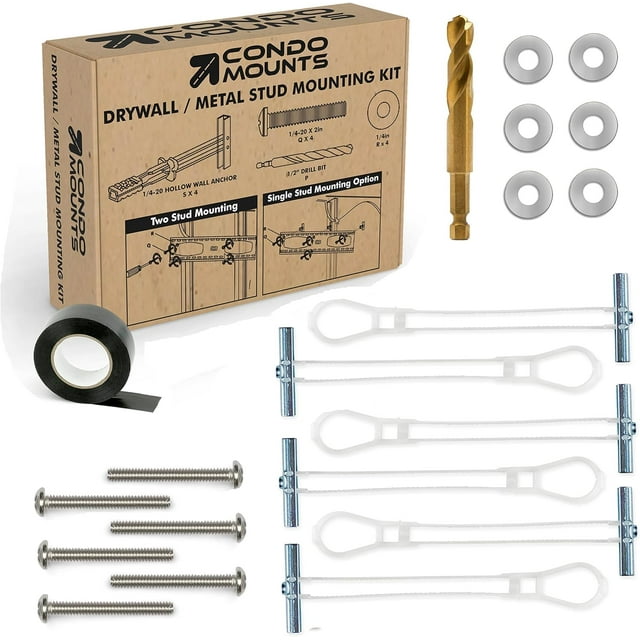 CondoMounts Steel Stud TV Mounting Kit | Metal Stud Anchors | Holds ...