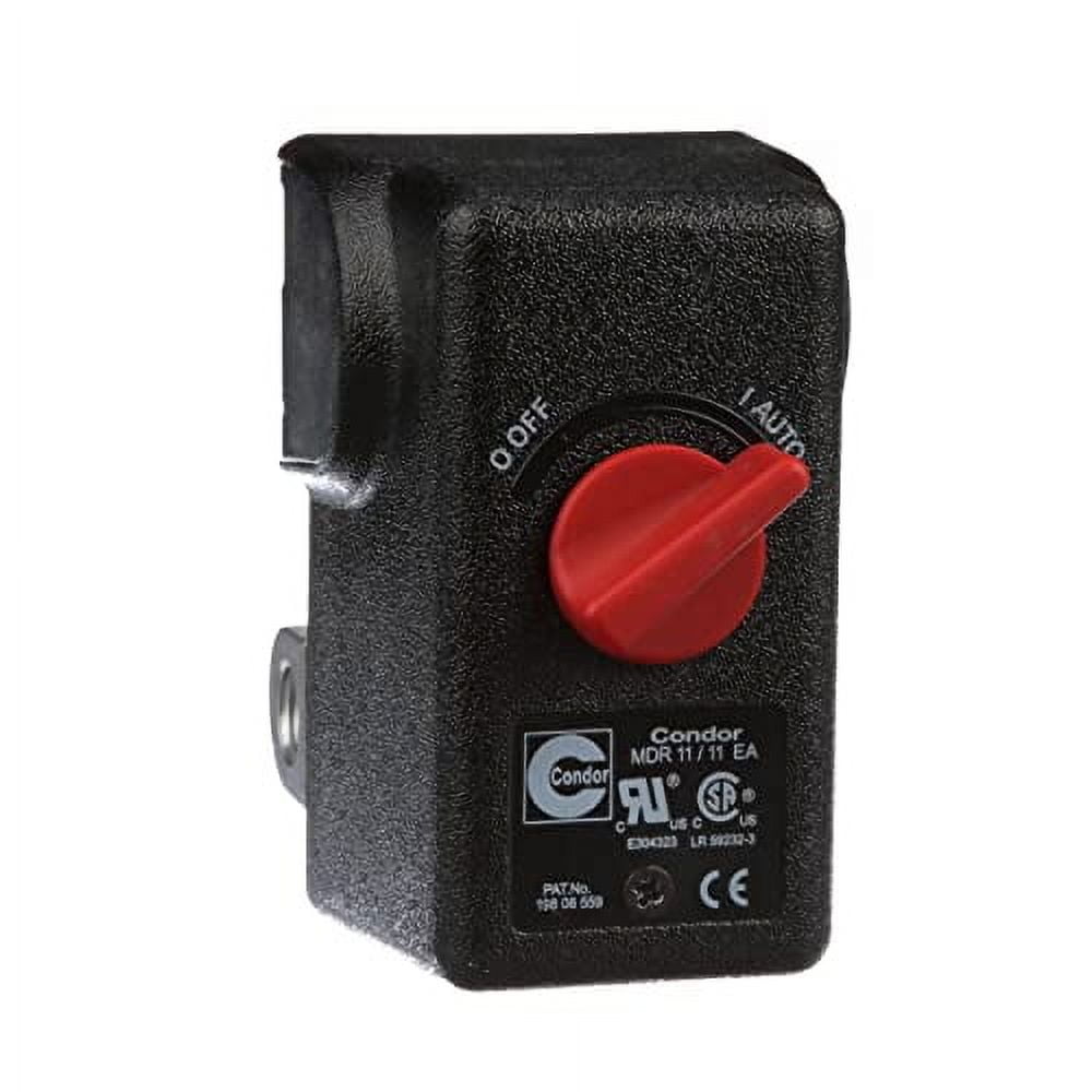 Condor 034-0246 Air Compressor Pressure Switch 105-135 PSI Black Push ...