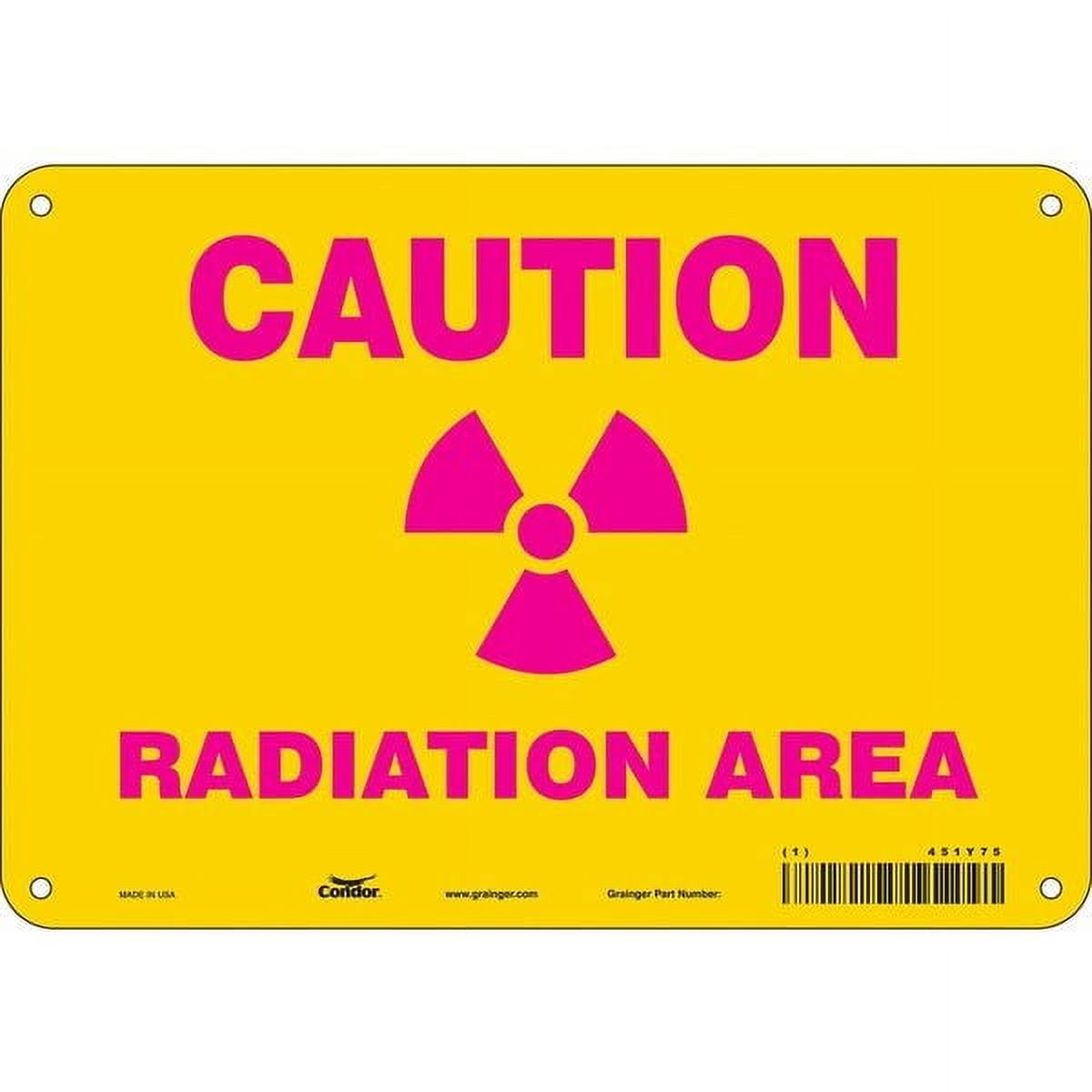 Radiation Safety Sign, 7 in H, 10 in W, Aluminum, Vertical Rectangle ...