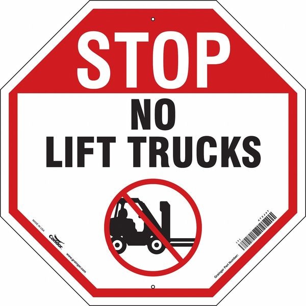 Safety Sign, 24 in H, 24 in W, Polyethylene, Octagon, English, 472J47 ...
