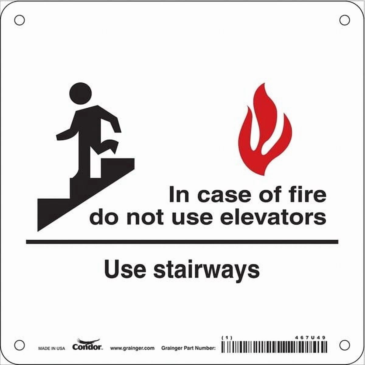 Condor Safety Sign Emergency Exit, Fiberglass, 7 in W, 7 in H, White ...