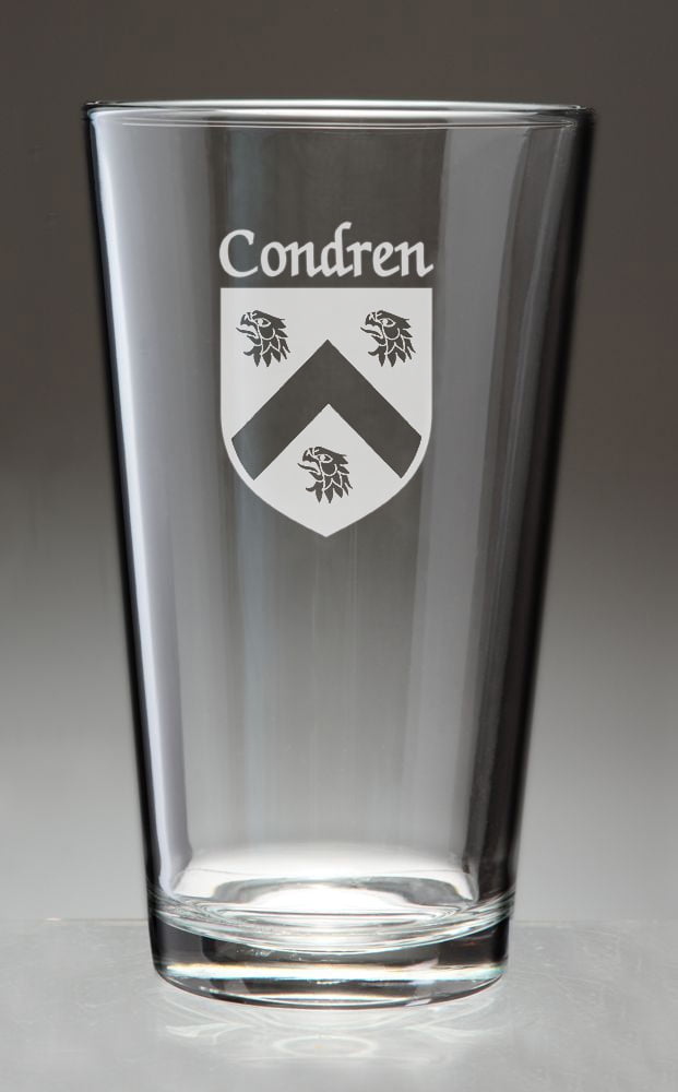 Condren Irish Coat of Arms Pint Glasses - Set of 4 (Sand Etched ...