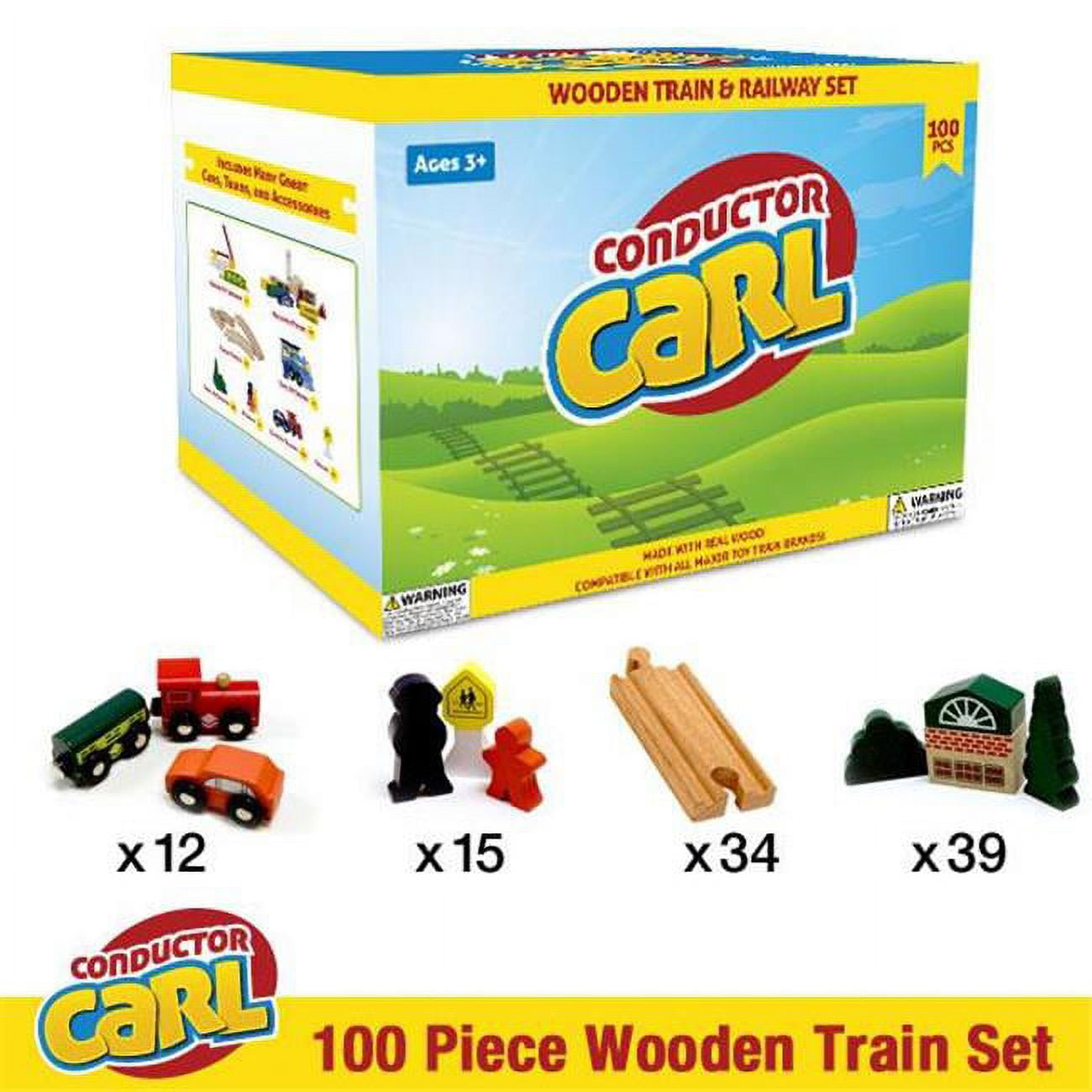 Conductor Carl Wooden Train Conductor Carl 100 Piece Wooden Train Set ...