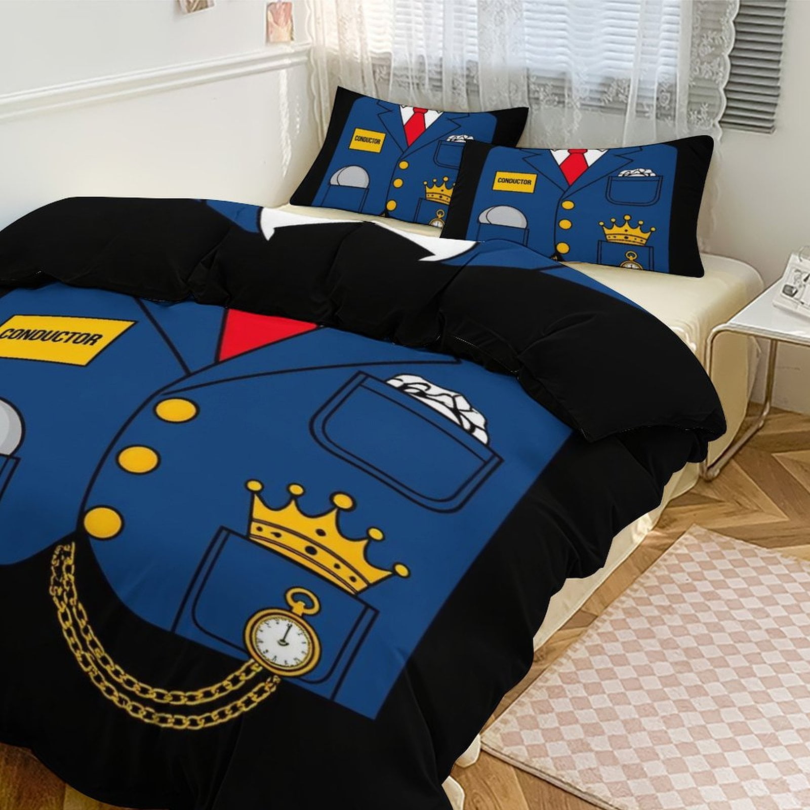 Conductor Uniform Badge 102"x90" 3 Pcs Soft Bedding Set, Includes Duvet ...