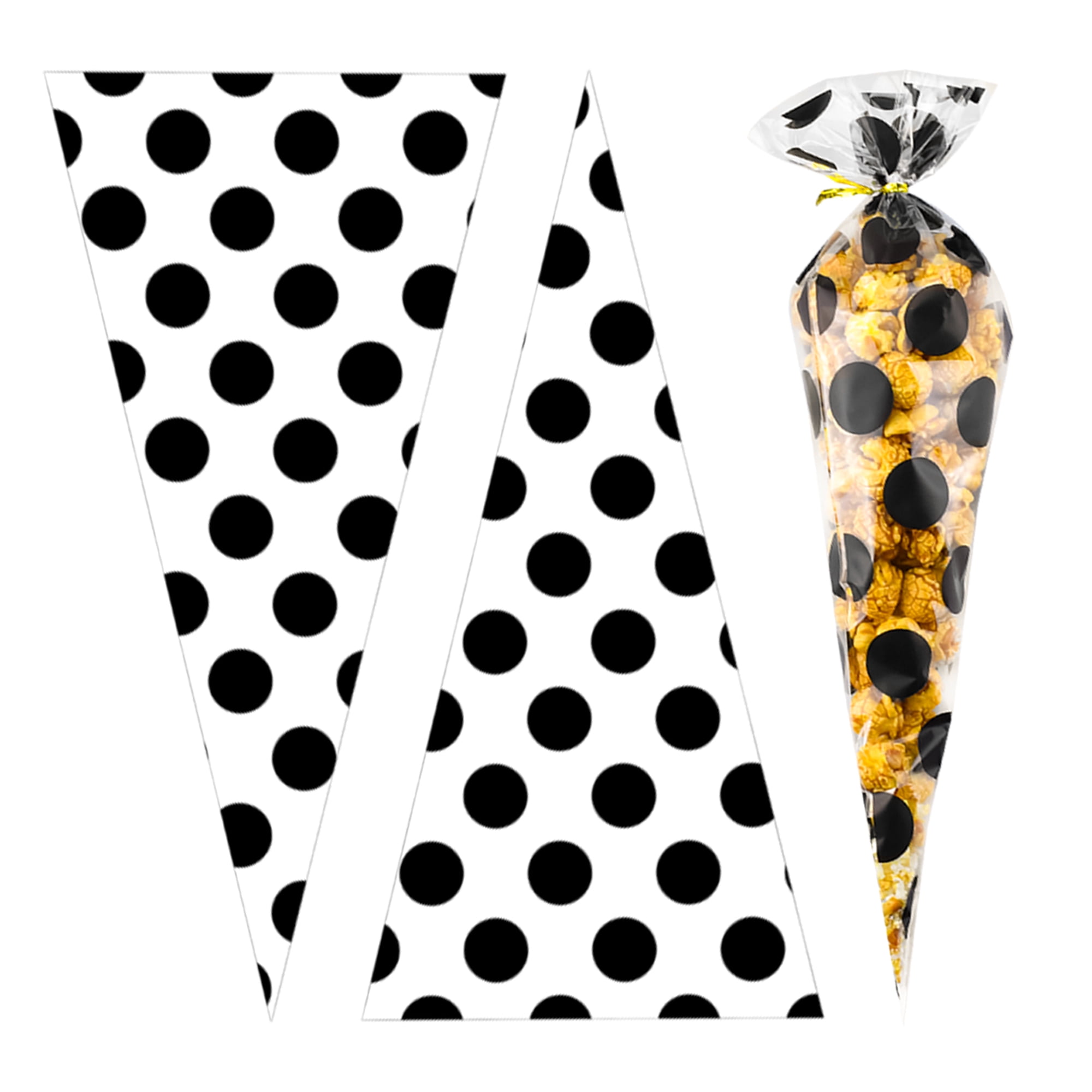 100 PCS Cone Bags, 7x15 Inch, Cellophane Popcorn Bags with Twist Ties ...