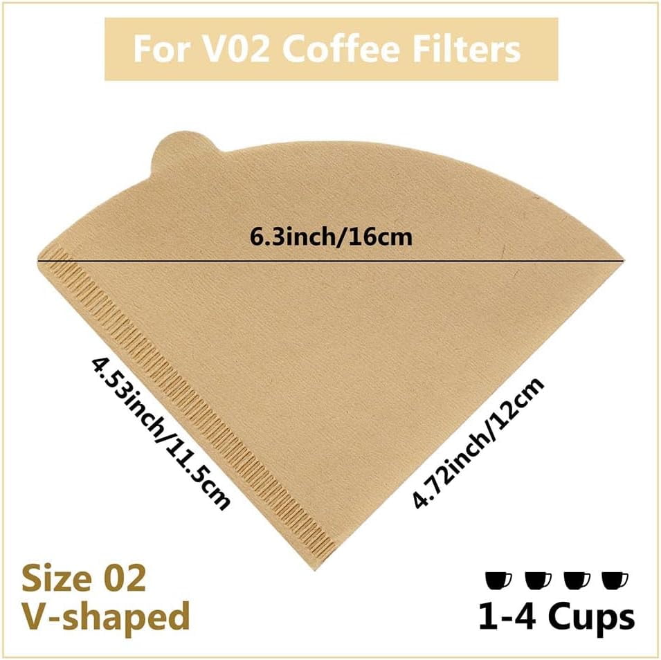 Cone Coffee Filters Size 02, 200 Count 1-4 Cups Unbleached Natural ...