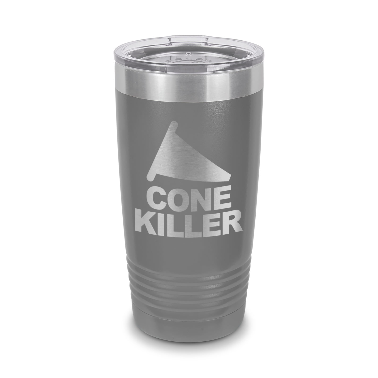 Cone Killer Tumbler 20 oz - Laser Engraved w/ Clear Lid - Stainless ...