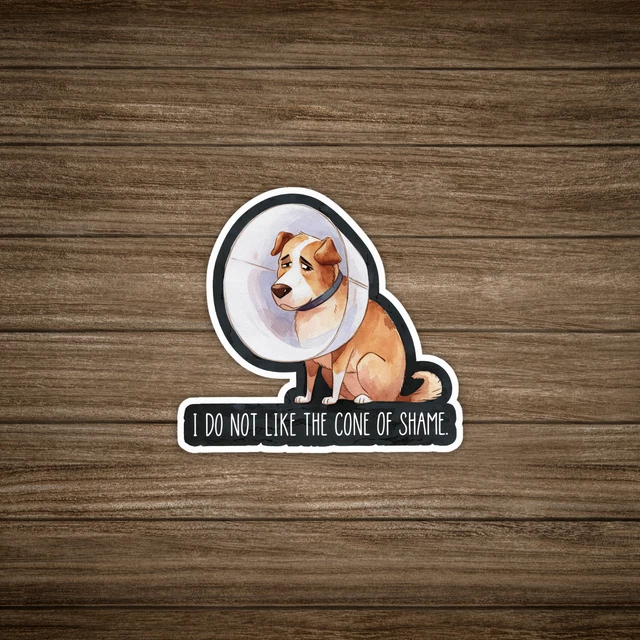 Cone Of Shame Dog Sticker Puppy Recovery Vinyl Decalphone Decal Water ...