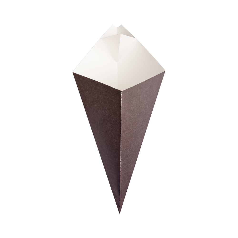 Cone Tek Black Paper Food Cone - with Dipping Pocket - 15" x 9" - 100 ...