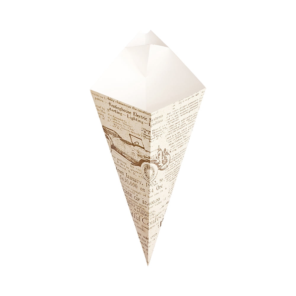Cone Tek Newsprint Paper Food Cone - with Dipping Pocket - 15" x 9 ...
