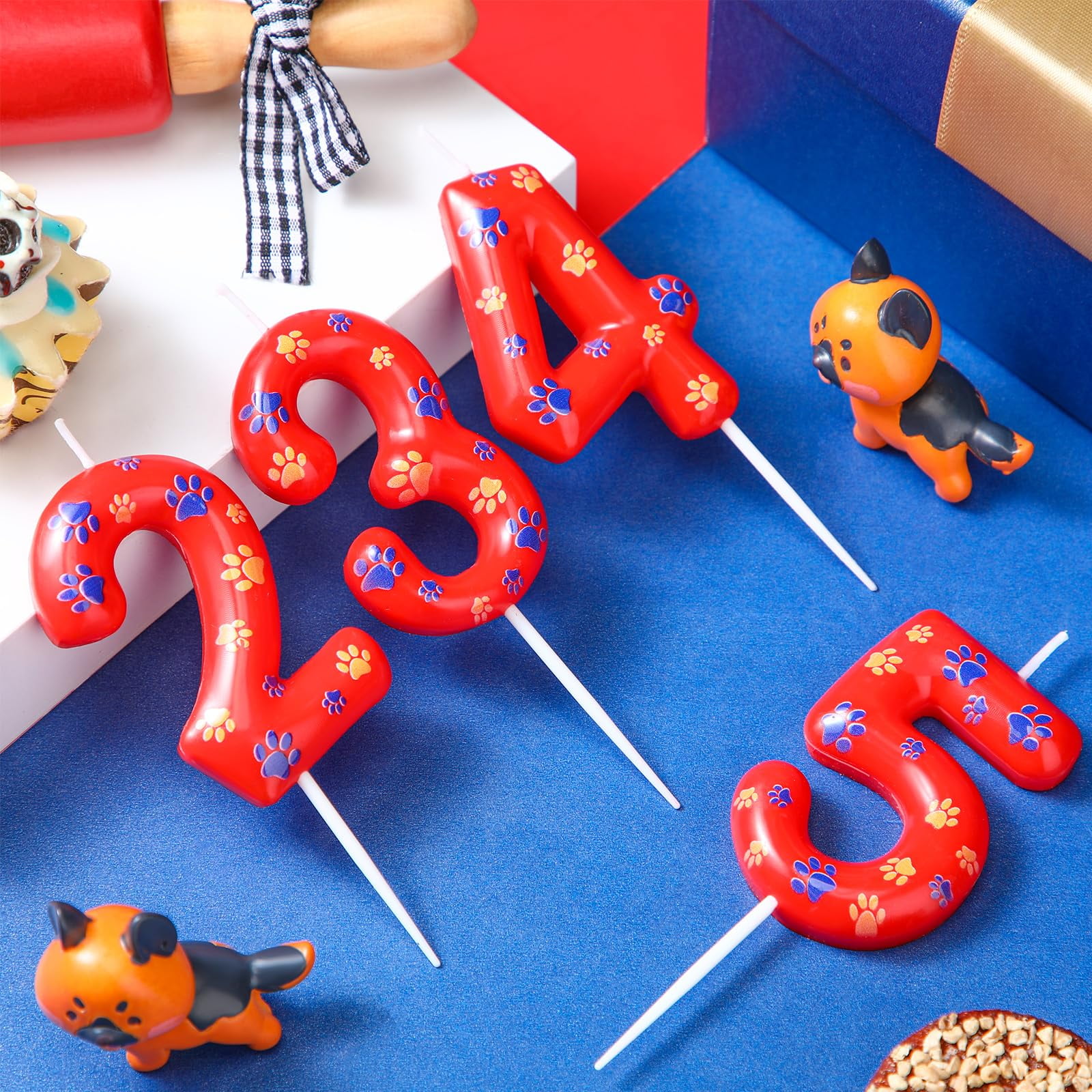 Conelist Number 4 AJH3 Dog Paw Birthday Candles Dog Patrol Toppers ...