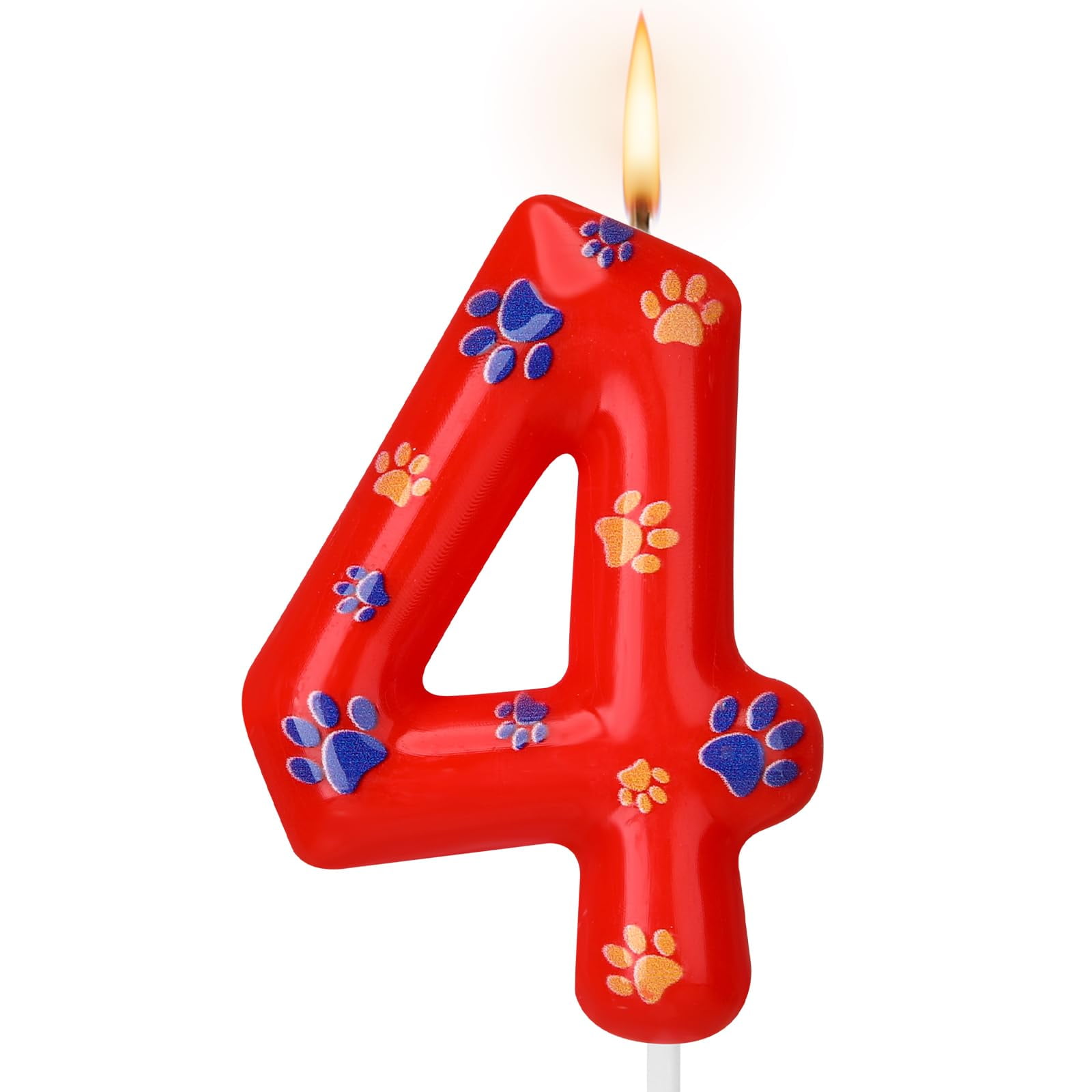 Conelist Number 4 Dog Paw Birthday Candles KMC2Dog Patrol Toppers ...
