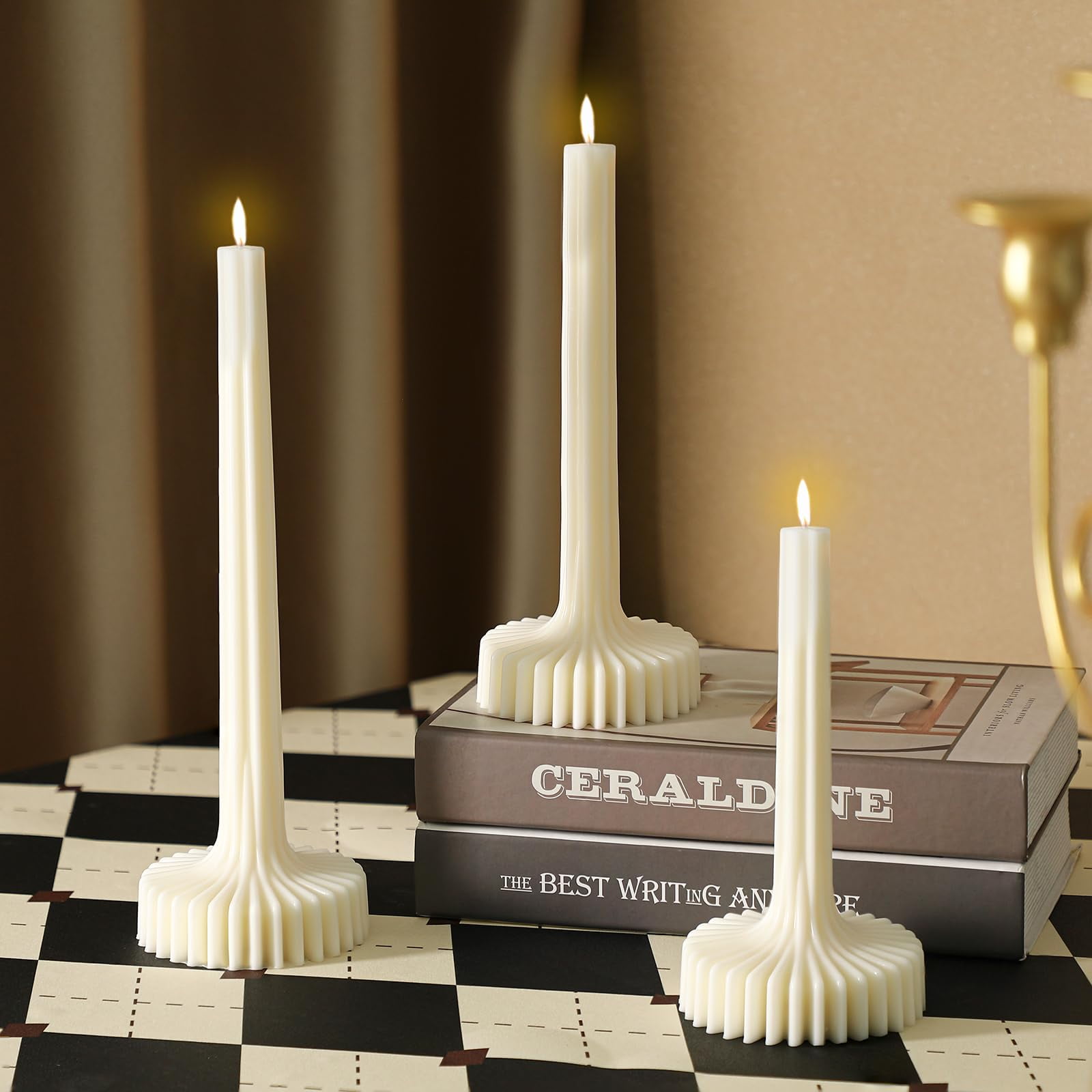Conelist Set of 3 Vase Candle, Beautiful Pillar Unscented Soy Wax ...