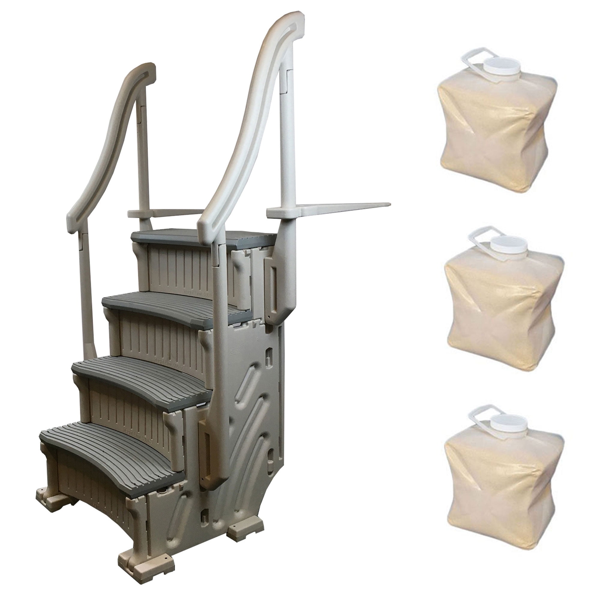 Confer 4-Step Pool Steps w/Main Access Pool Ladder Weight Holders (3 ...