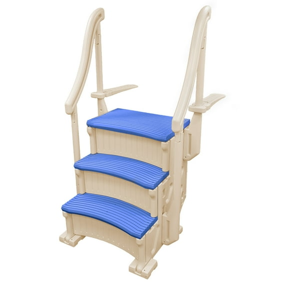 Confer Heavy Duty Inground Swimming Pool Steps, Wide Plastic with Blue Treads - Walmart.com