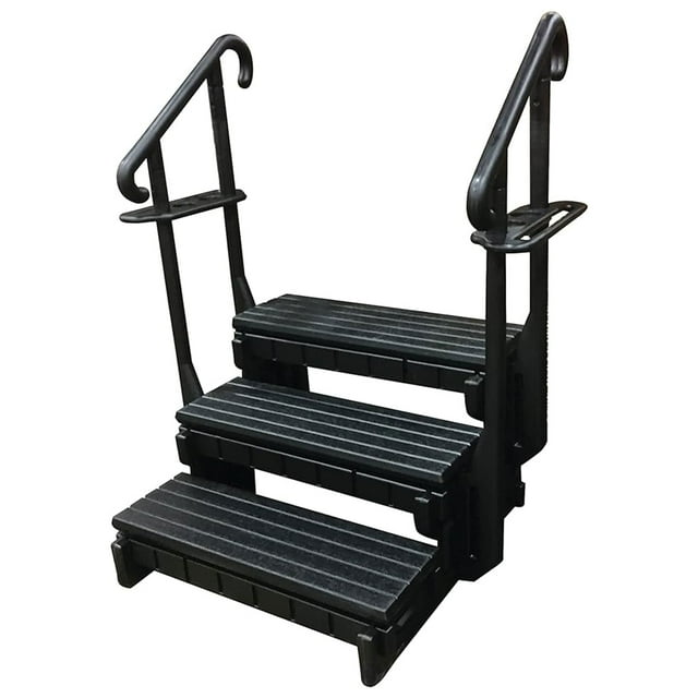 3 Signature Spa Step Confer Plastics with Curved Handrails, Black, 36 ...