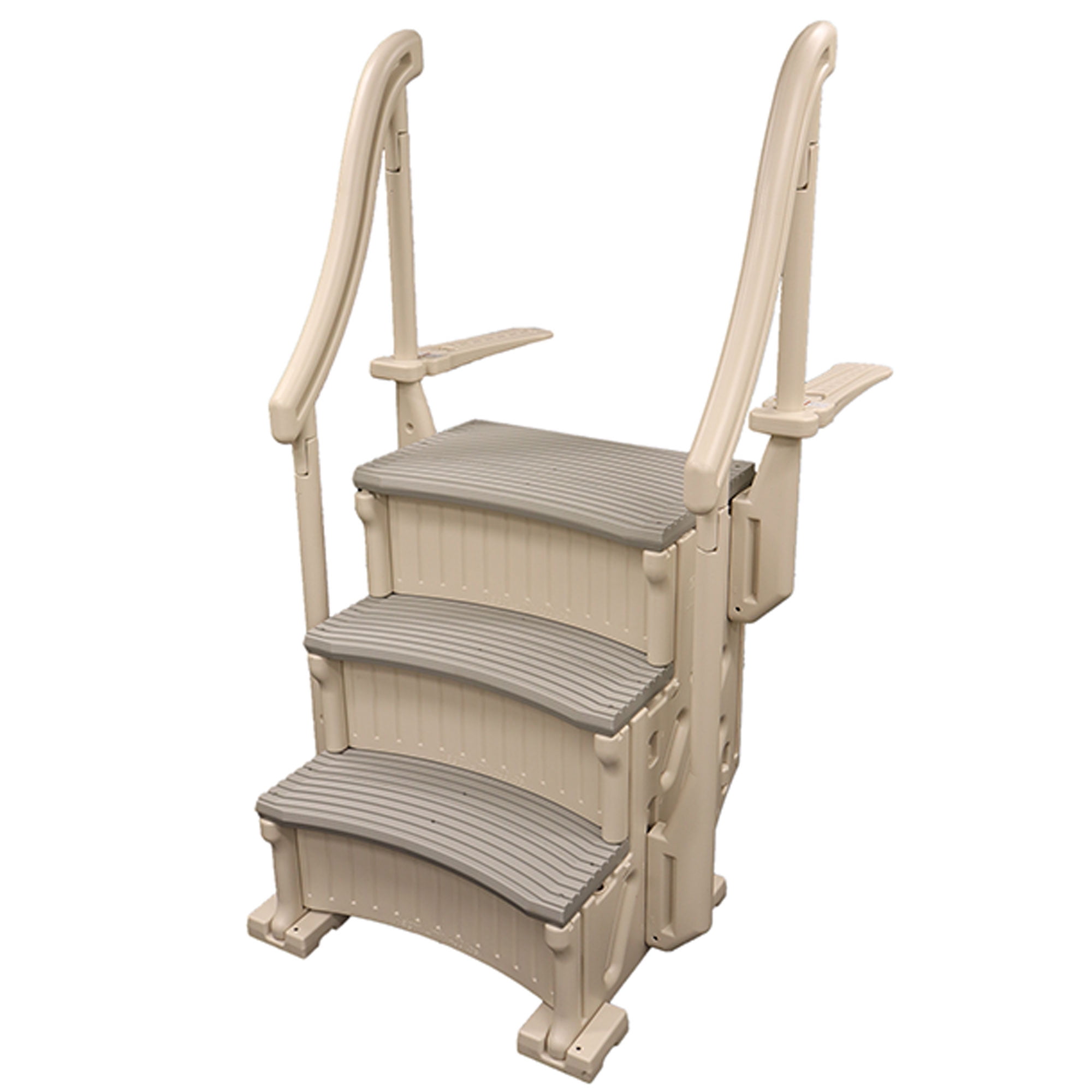 Confer Plastics Curved In-Pool 3 Step Ladder, Adjustable In Ground Pool ...