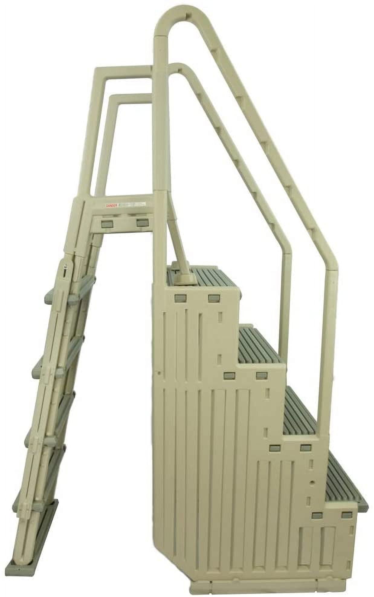 Confer Resin Pool Steps & Ladder Combo, Warm Gray Frame, 300lb Weight ...