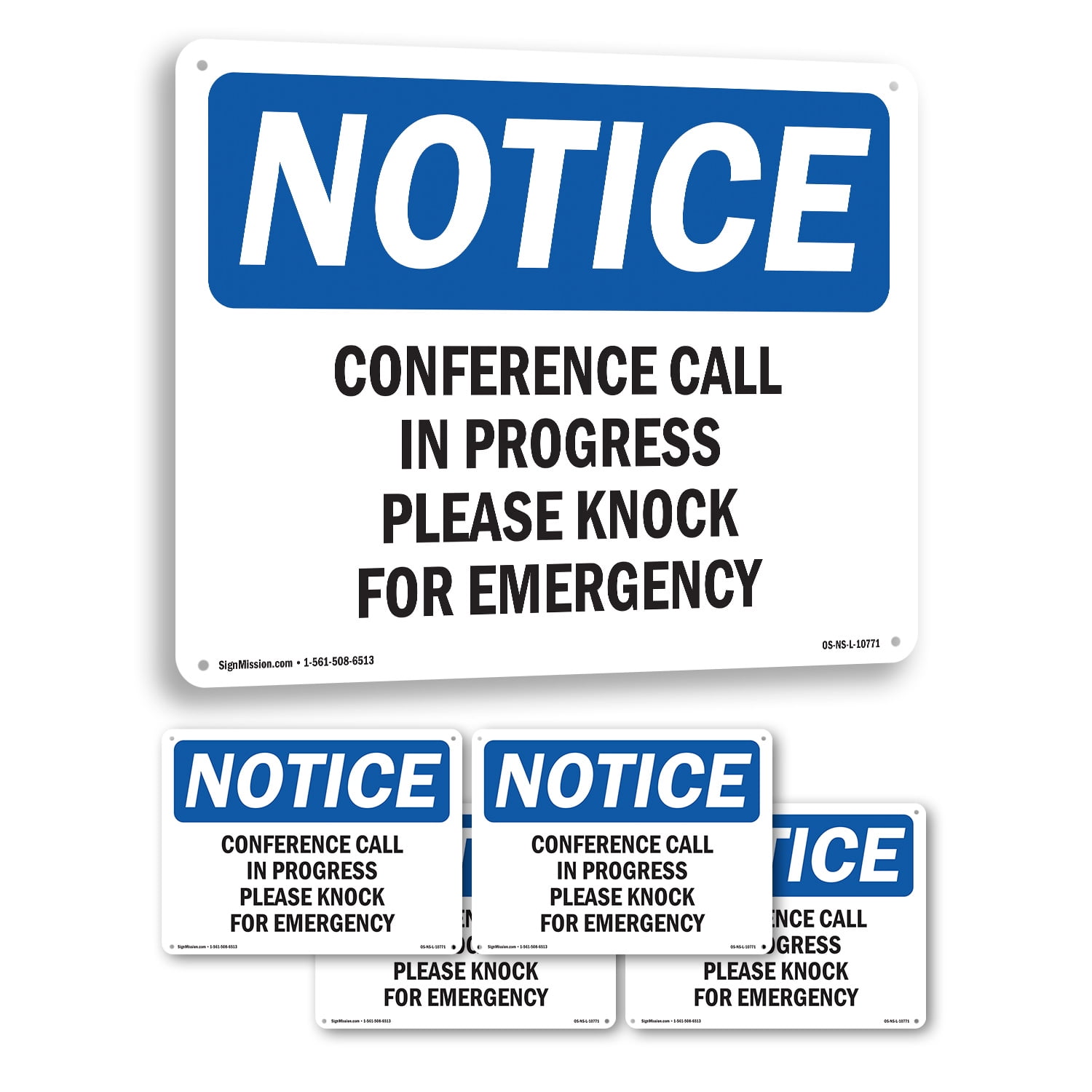 Conference Call In Progress Please Knock OSHA Notice Rigid Plastic Sign ...