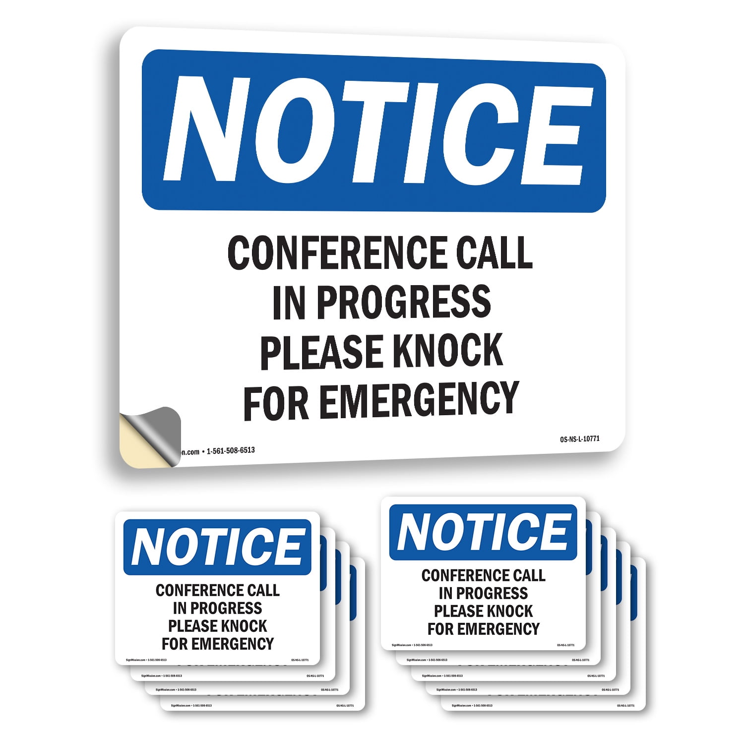 Conference Call In Progress Please Knock OSHA Notice Vinyl Decal Label ...