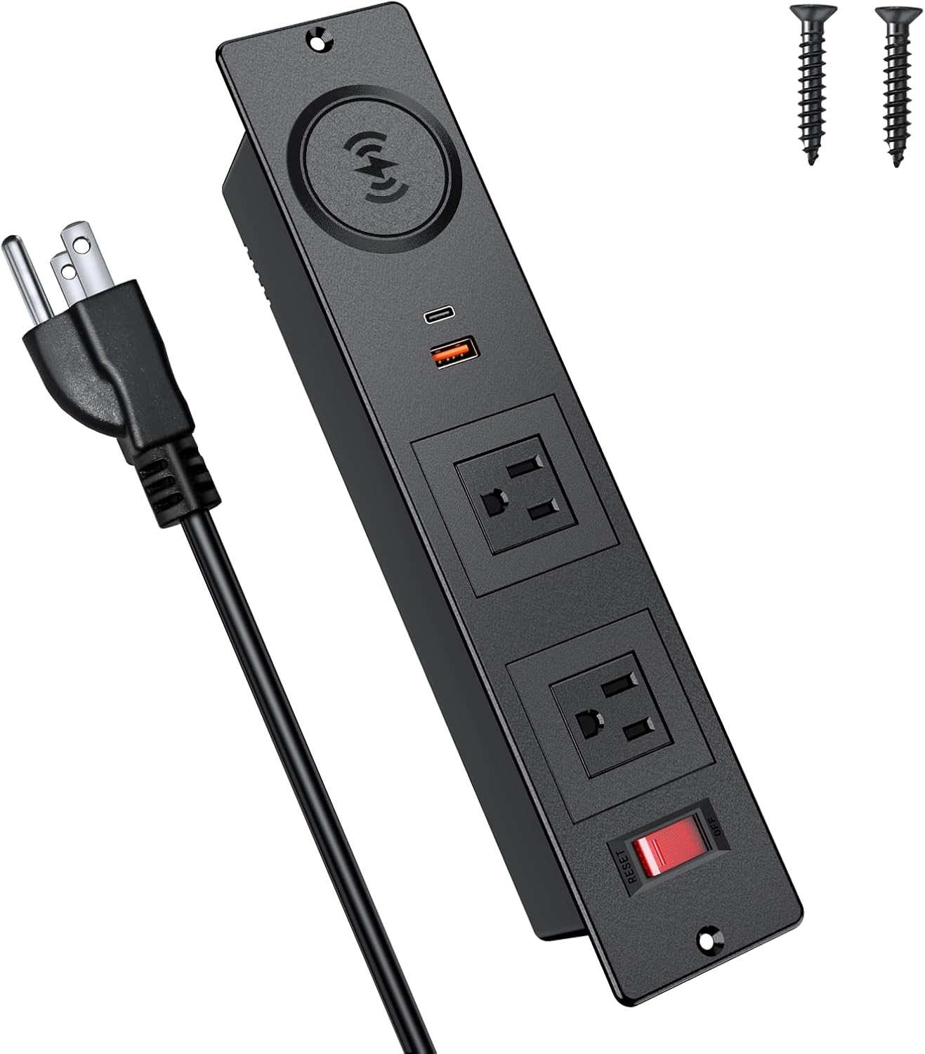 Conference Recessed Power Strip Surge Protector, 2 AC Furniture Outlets ...