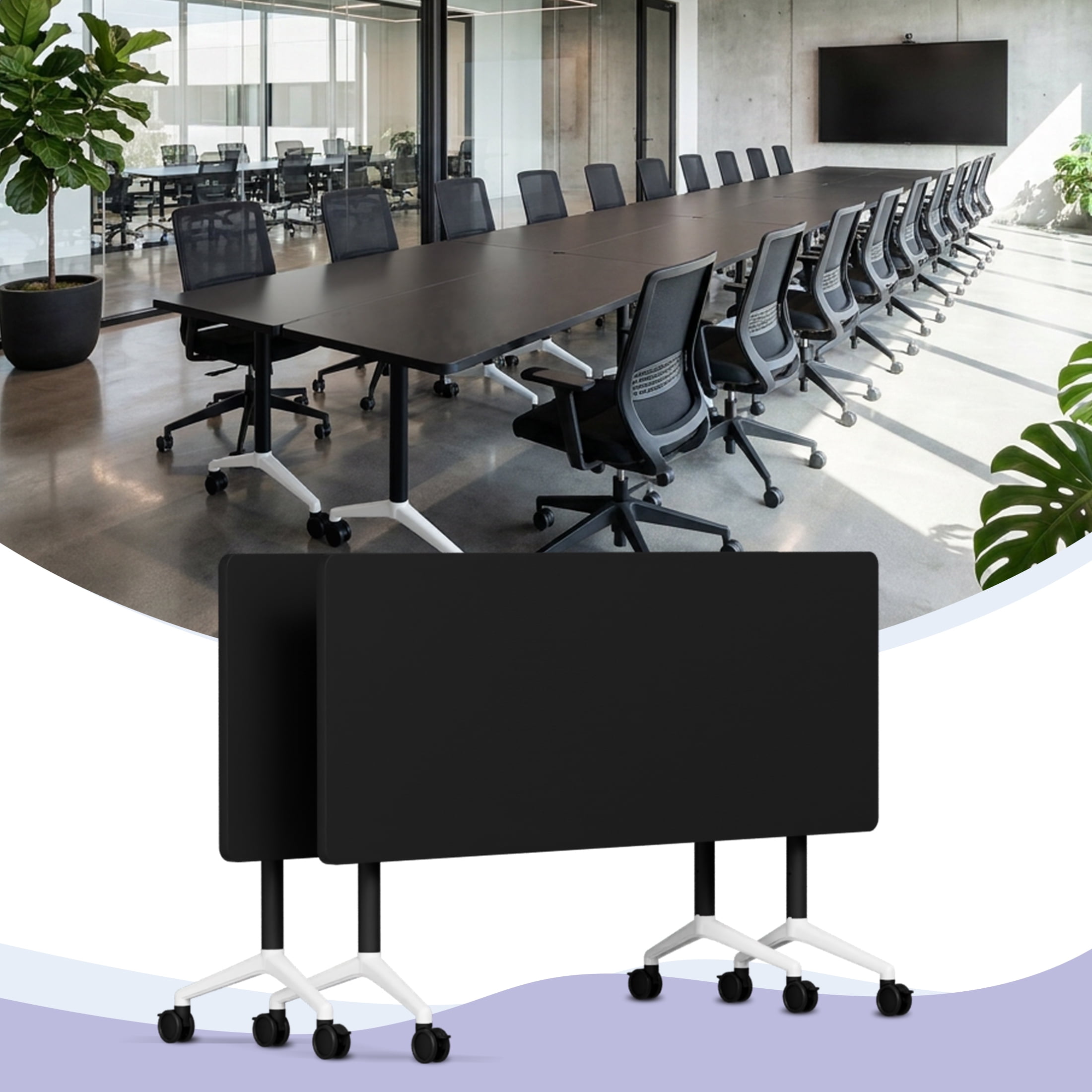 Conference Room Table Folding with Wheels Nesting Heavy Duty 63"L×19.7 ...
