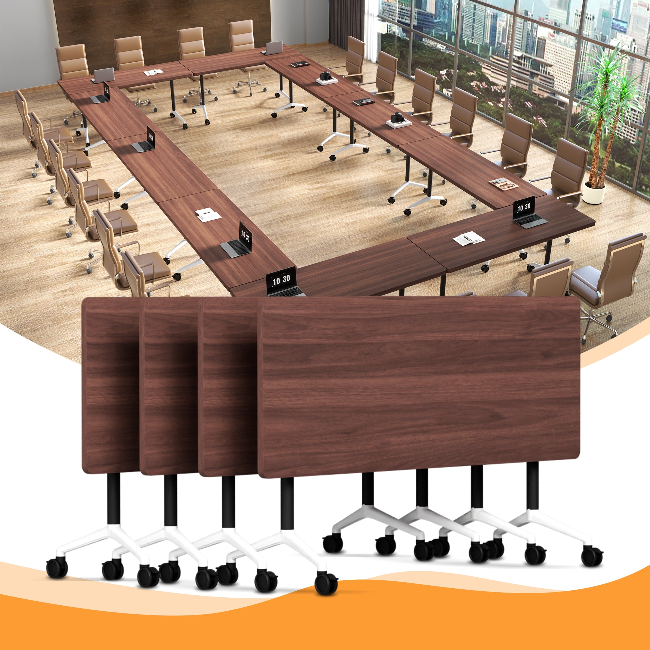 Conference Room Table Folding with Wheels Nesting Heavy Duty 63"L×19.7 ...