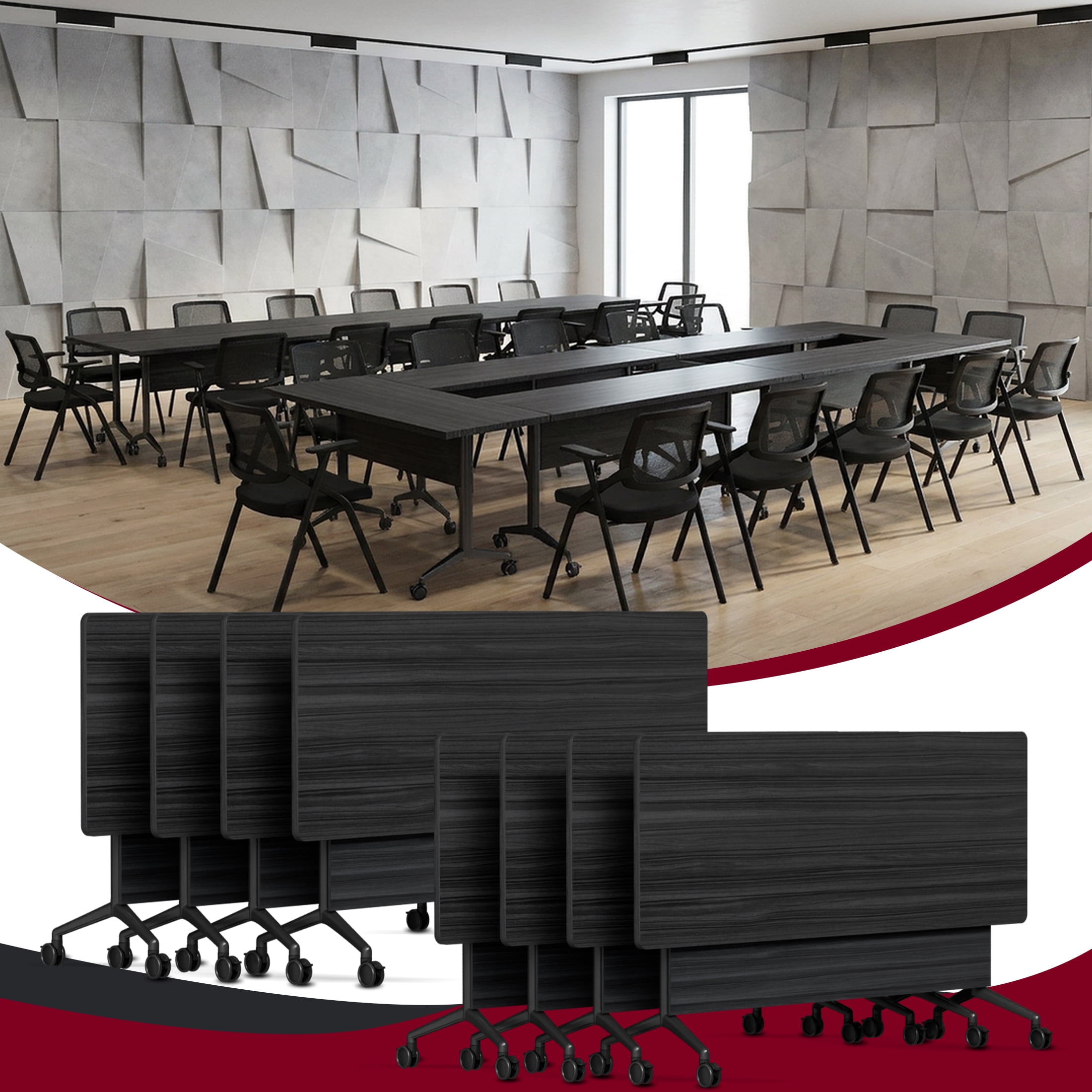 Conference Room Table Folding with Wheels Nesting Heavy Duty 70.9"L×23. ...