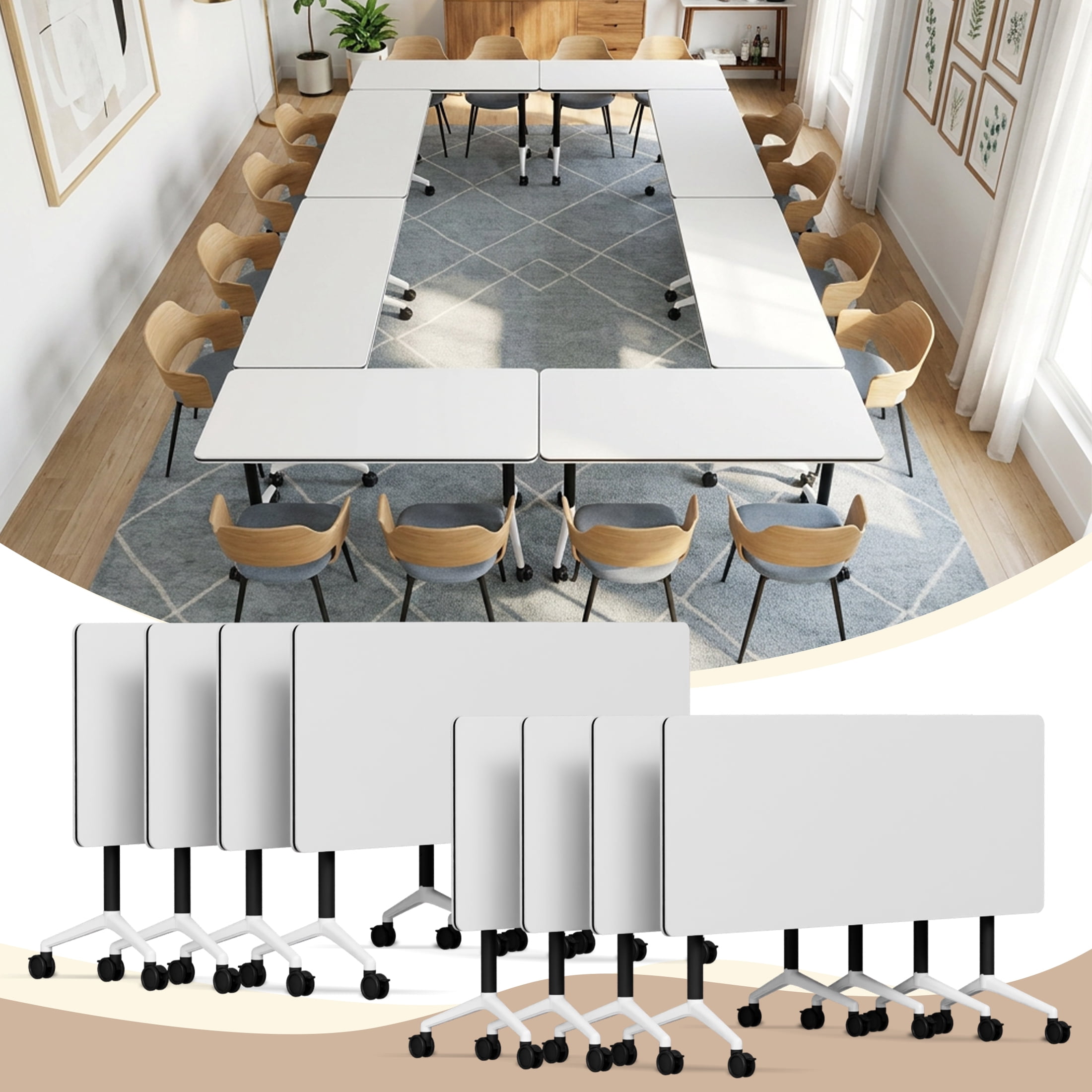 Conference Room Table Folding with Wheels Nesting Heavy Duty 63"L×19.7 ...