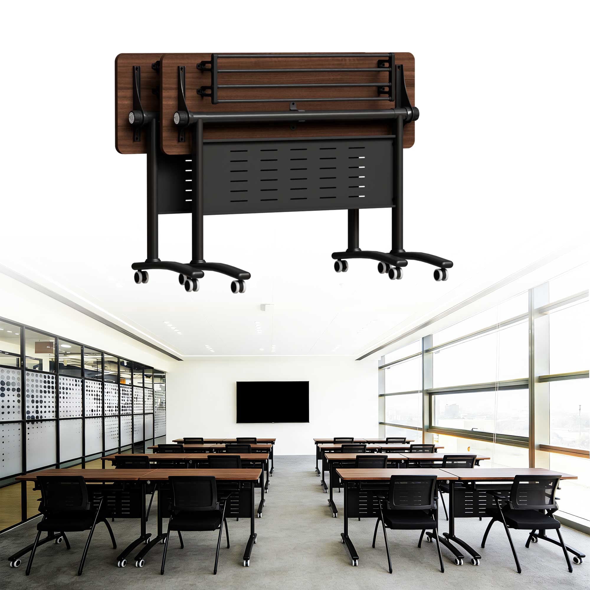 Conference Table, 2PC Folding Flip Top Conference Room Tables, Mobile ...